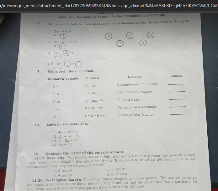 I. Solve One Variable in Terms of other | StudyX