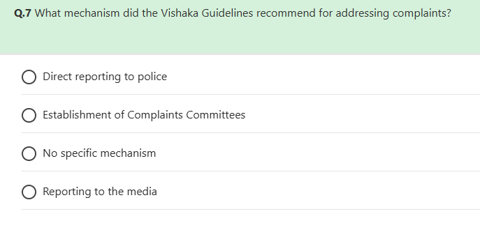 Q.7 What mechanism did the Vishaka | StudyX