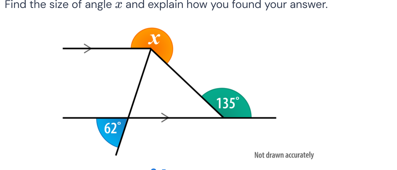 Find the size of angle $x$ and explain how | StudyX