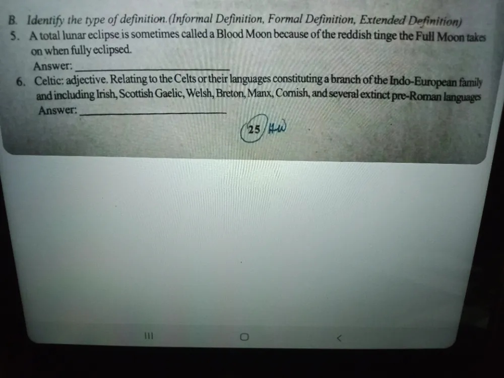 B. Identify the type of definition. | StudyX