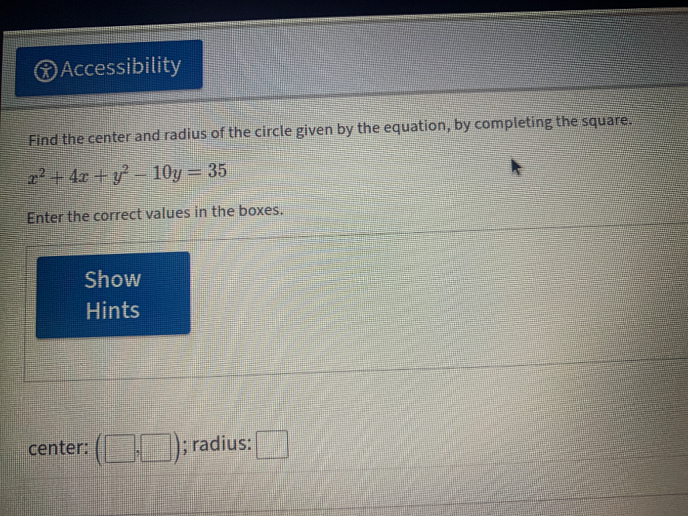 Find the center and radius of the circle | StudyX