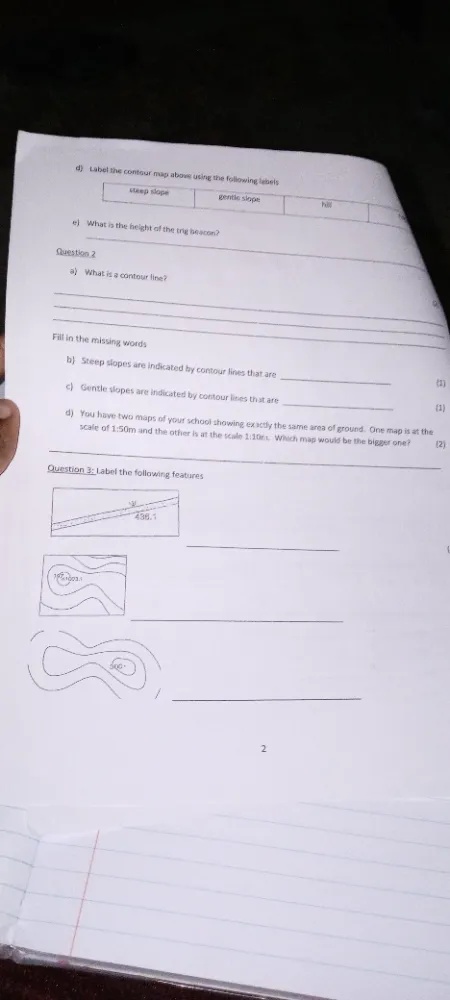 d) Label the contour map above using the | StudyX