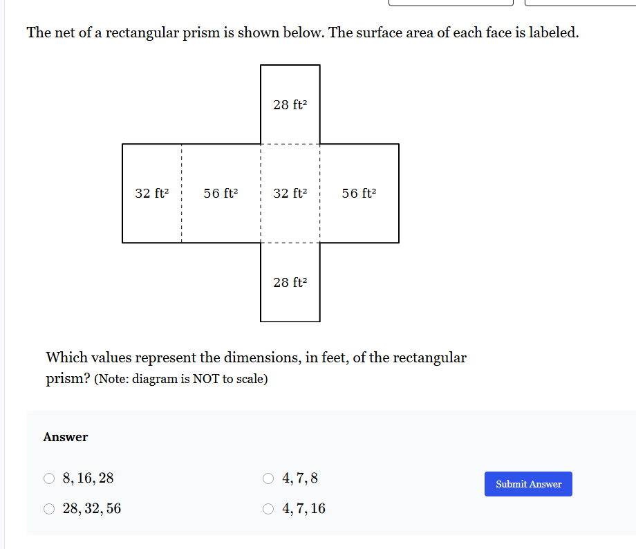 The net of a rectangular prism is shown | StudyX