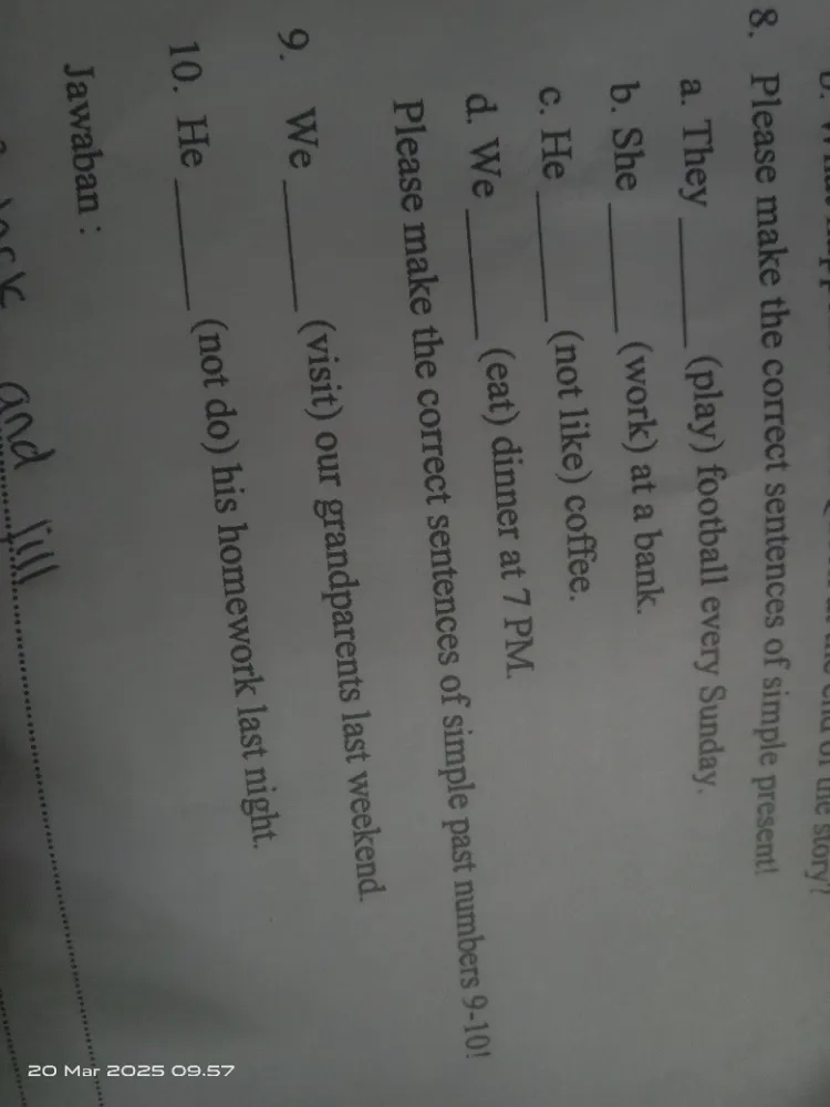 8. Please make the correct sentences of | StudyX
