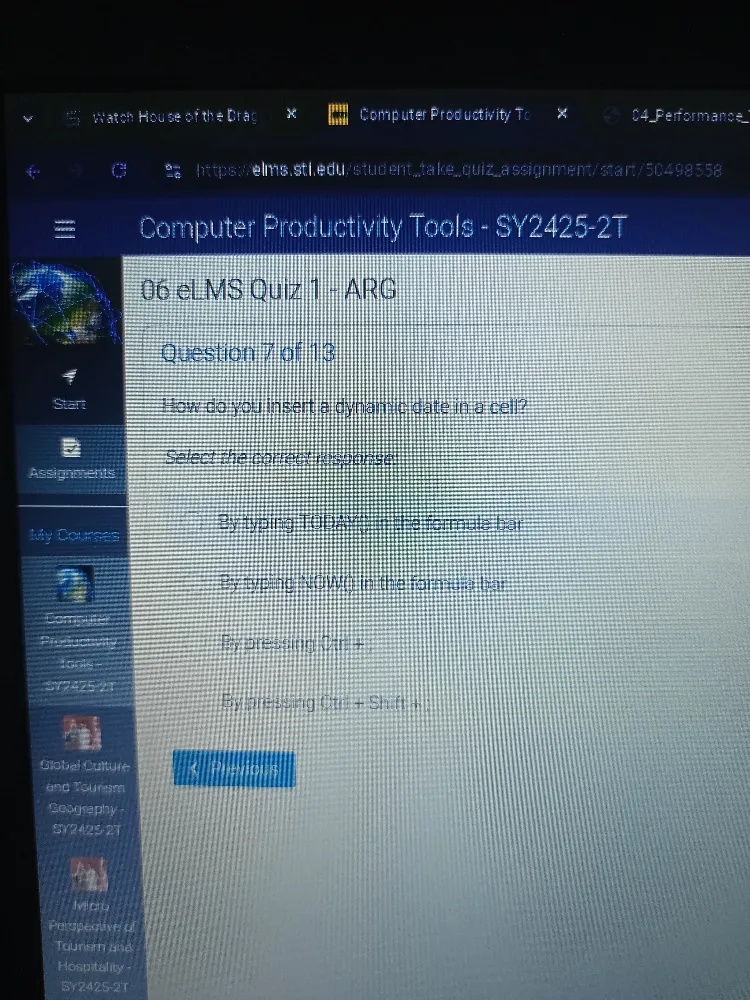 How do you insert a dynamic date in a cell? | StudyX