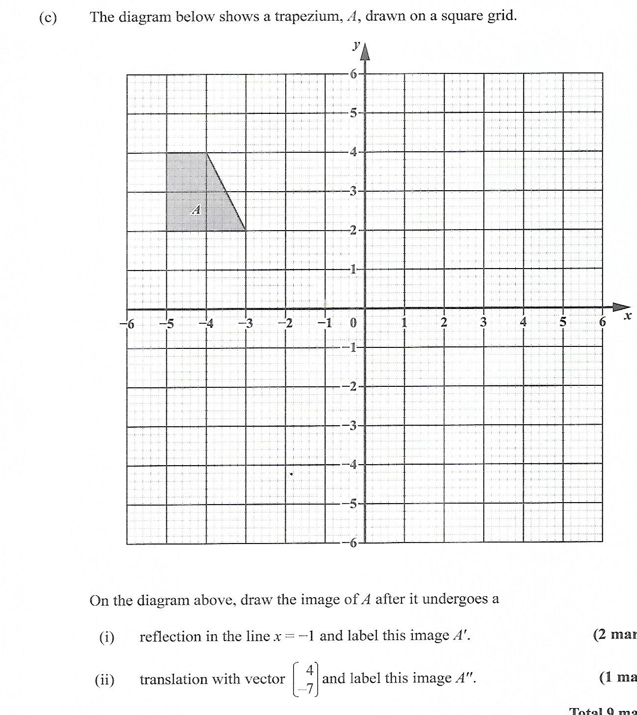 (c) The diagram below shows a trapezium, A, | StudyX