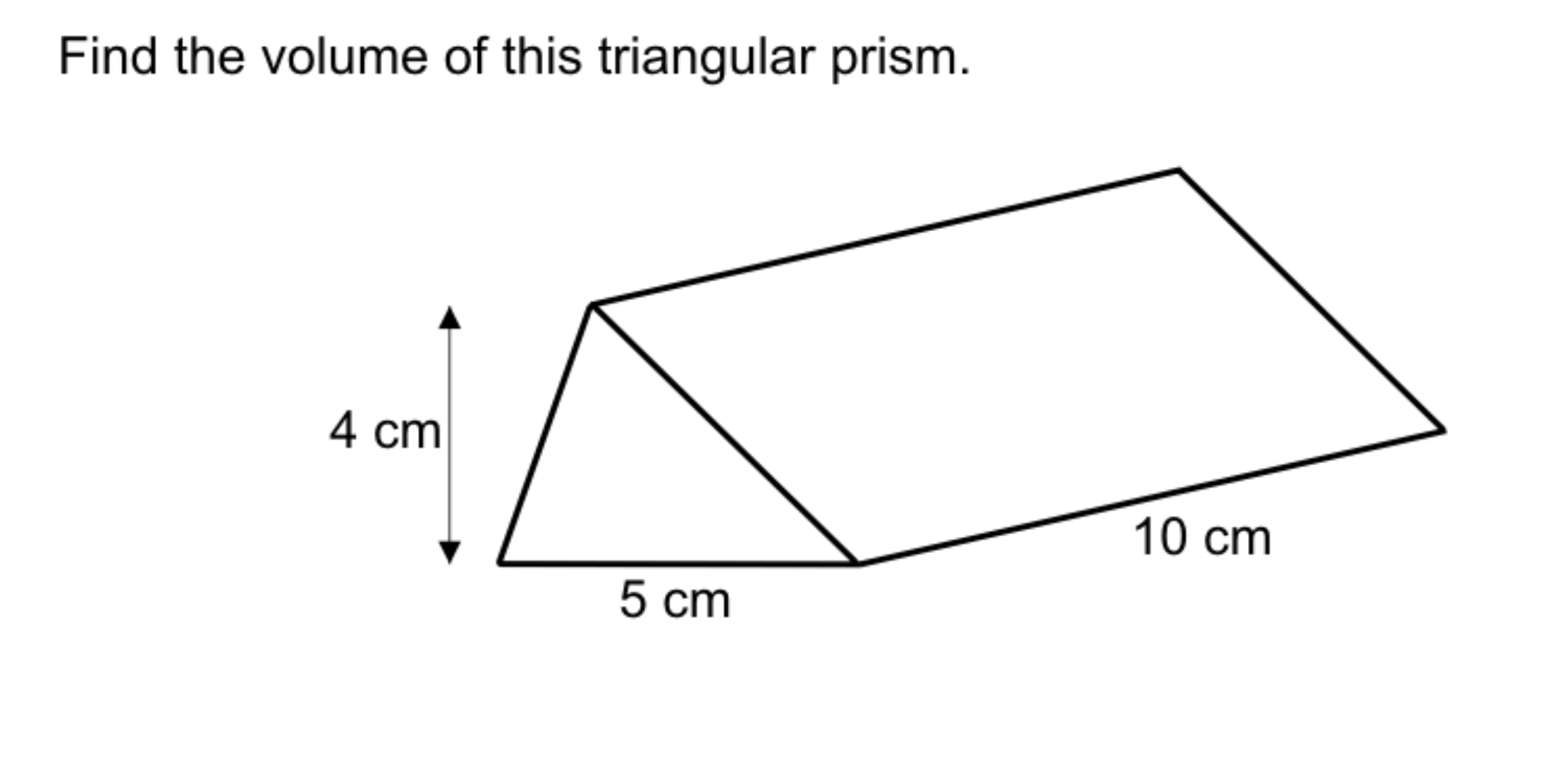 Find the volume of this triangular prism. | StudyX