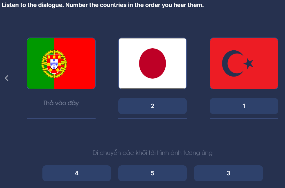 Listen to the dialogue. Number the countries
