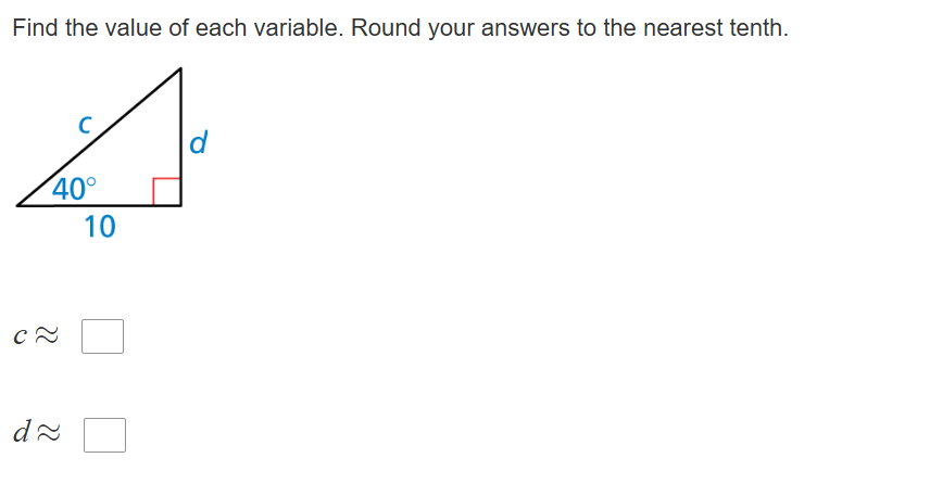Find the value of each variable. Round your | StudyX