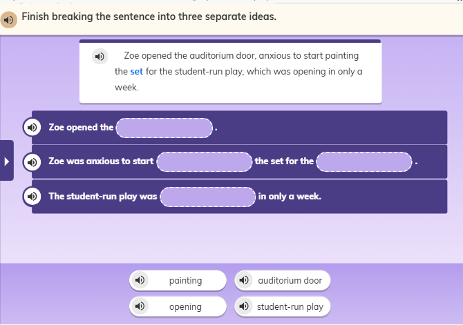 Finish breaking the sentence into three | StudyX
