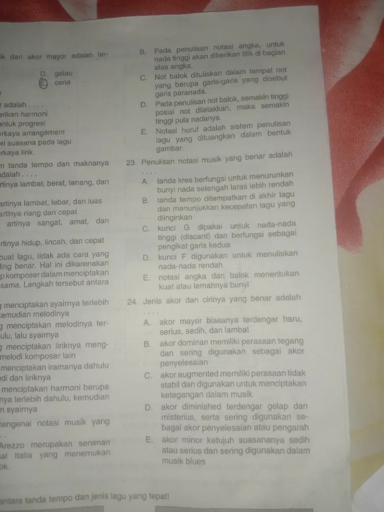 23. Penulisan notasi musik yang benar adalah | StudyX