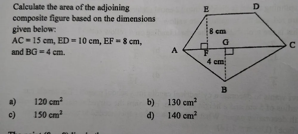 Calculate the area of the adjoining | StudyX