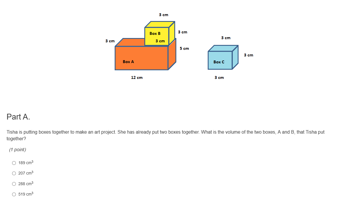 Part A. Tisha is putting boxes together to | StudyX