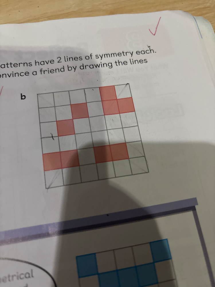 patterns have 2 lines of symmetry each. | StudyX