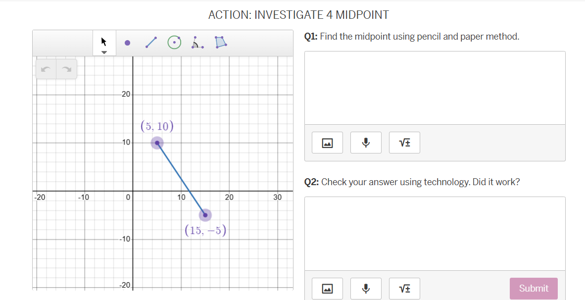 Q1: Find the midpoint using pencil and paper | StudyX
