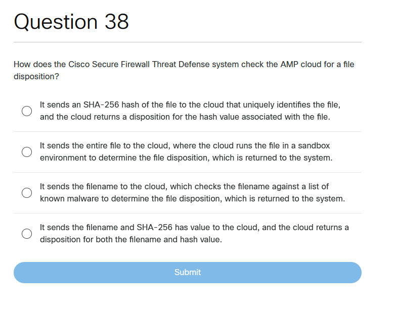 Question 38 How does the Cisco Secure