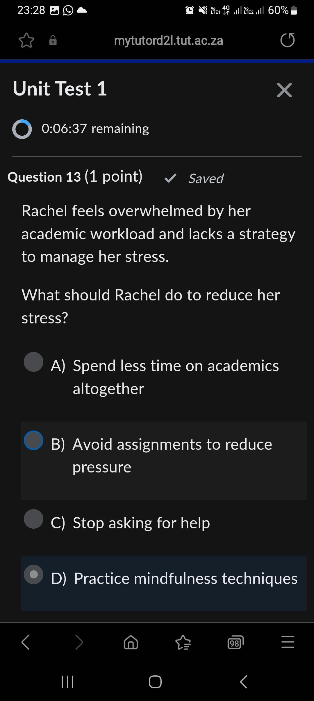 Rachel feels overwhelmed by her academic | StudyX