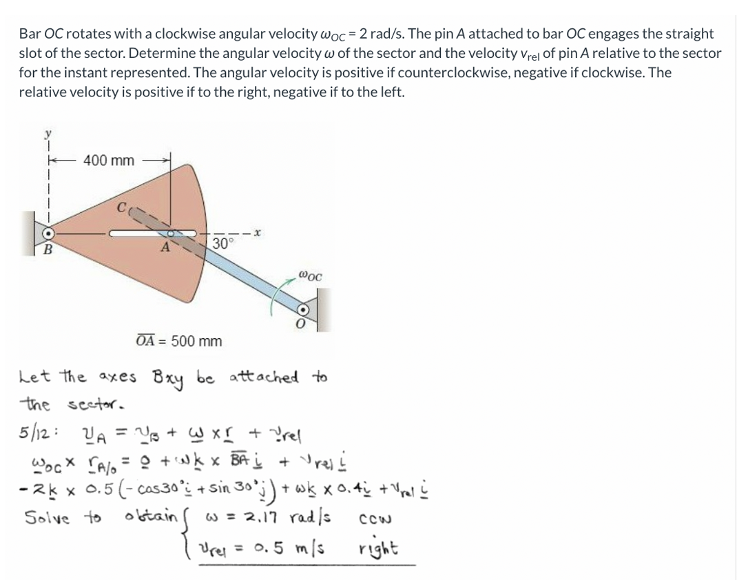 Bar OC rotates with a clockwise angular | StudyX