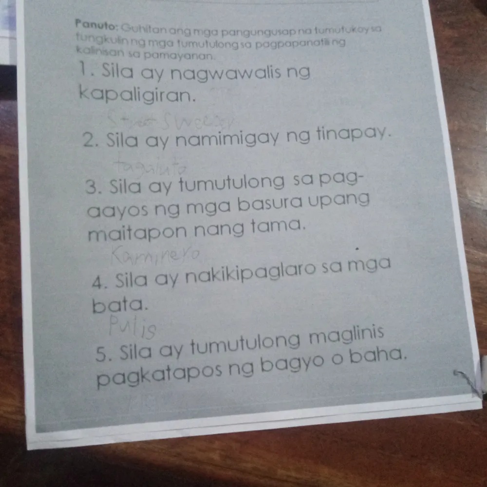 Panuto: Guhitan ang mga pangungusap na | StudyX