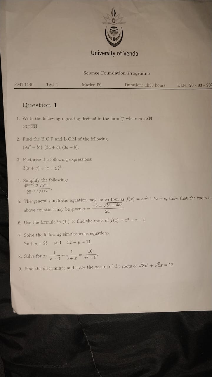1. Write the following repeating decimal in | StudyX