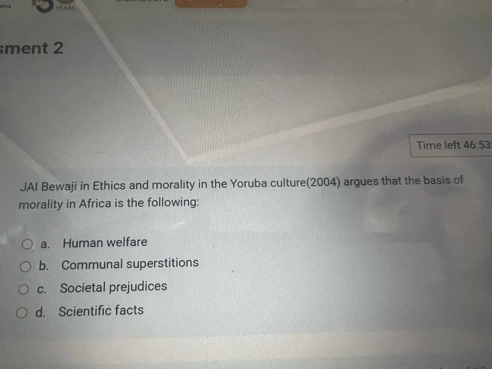 JAI Bewaji in Ethics and morality in the | StudyX