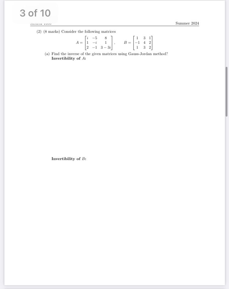 3 of 10 Summer 2024 (2) (8 marks) Consider | StudyX