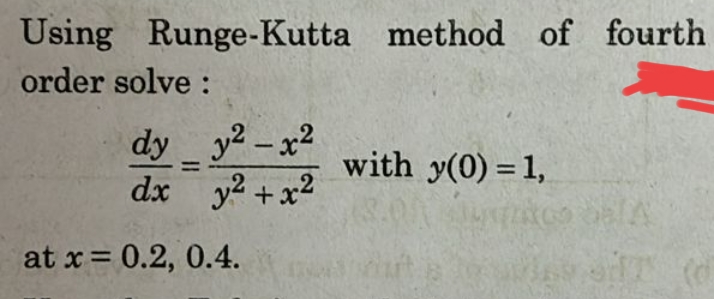 Using Runge-Kutta method of fourth order | StudyX