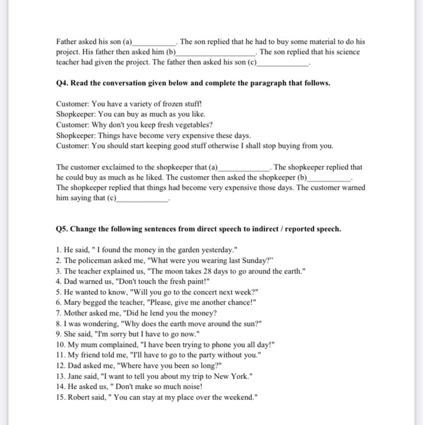 Q4. Read the conversation given below and | StudyX