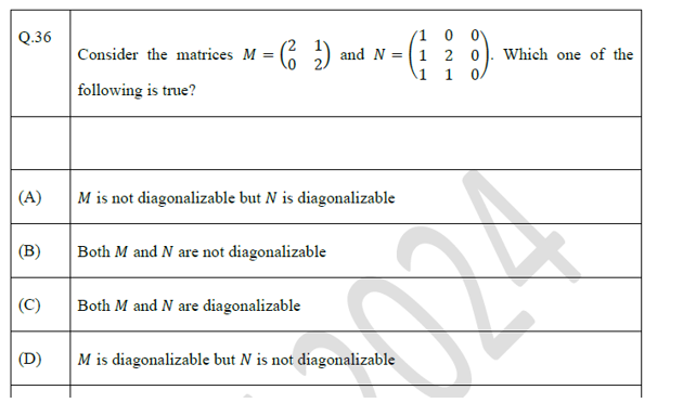 Consider the matrices $M = 2 1 0 2 | StudyX