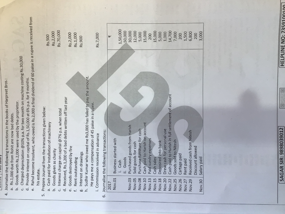 4. Journalise the following transactions in | StudyX