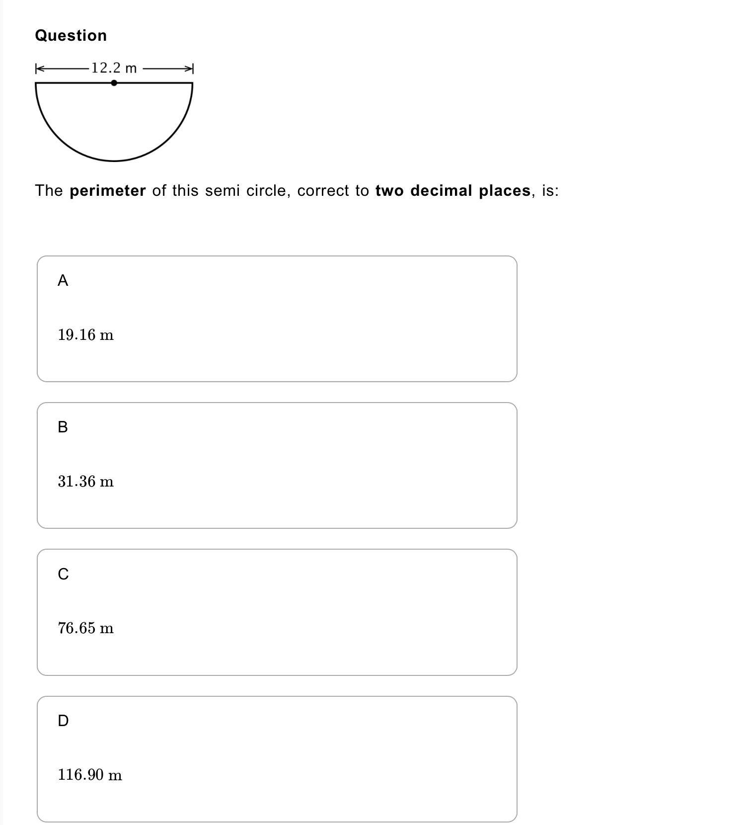 The perimeter of this semi circle, correct | StudyX