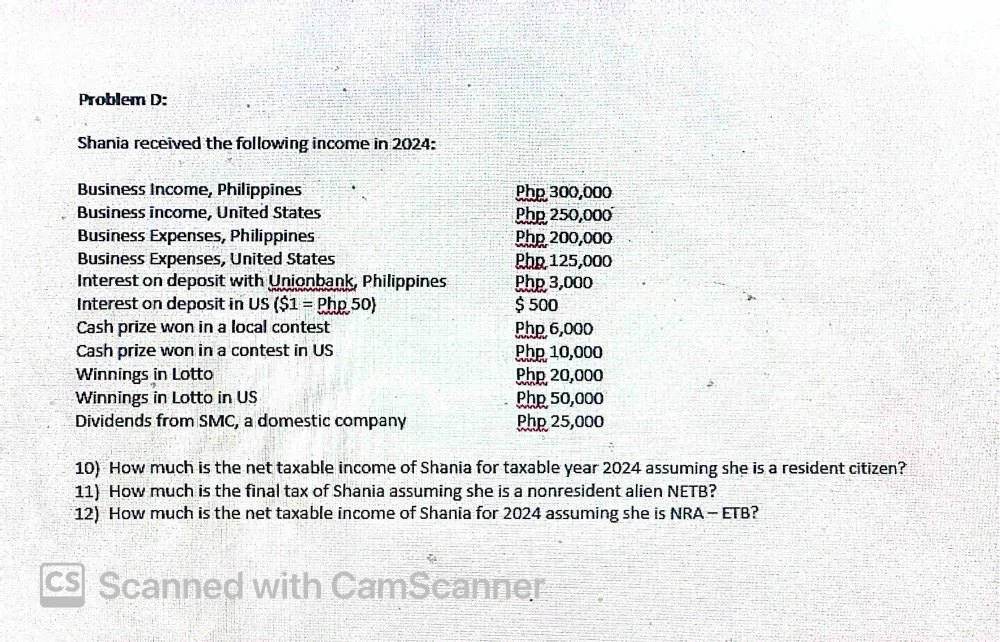 Problem D: Shania received the following | StudyX