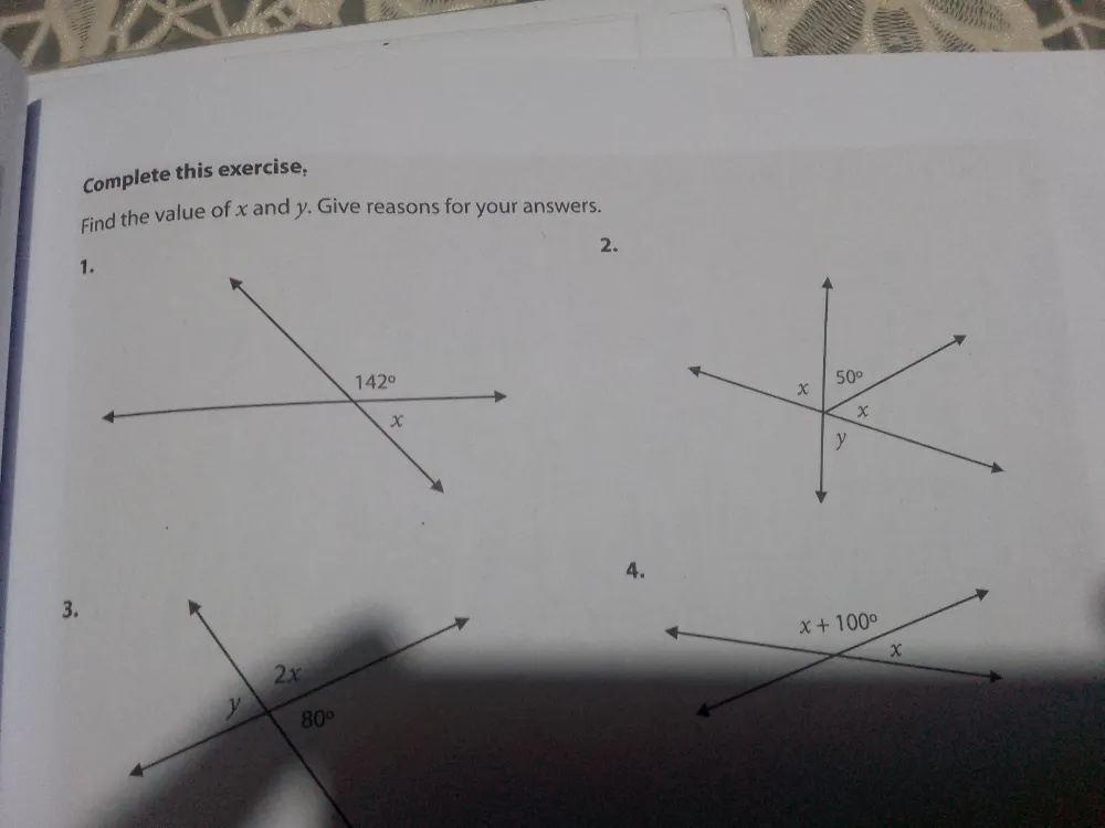Complete this exercise. Find the value of x