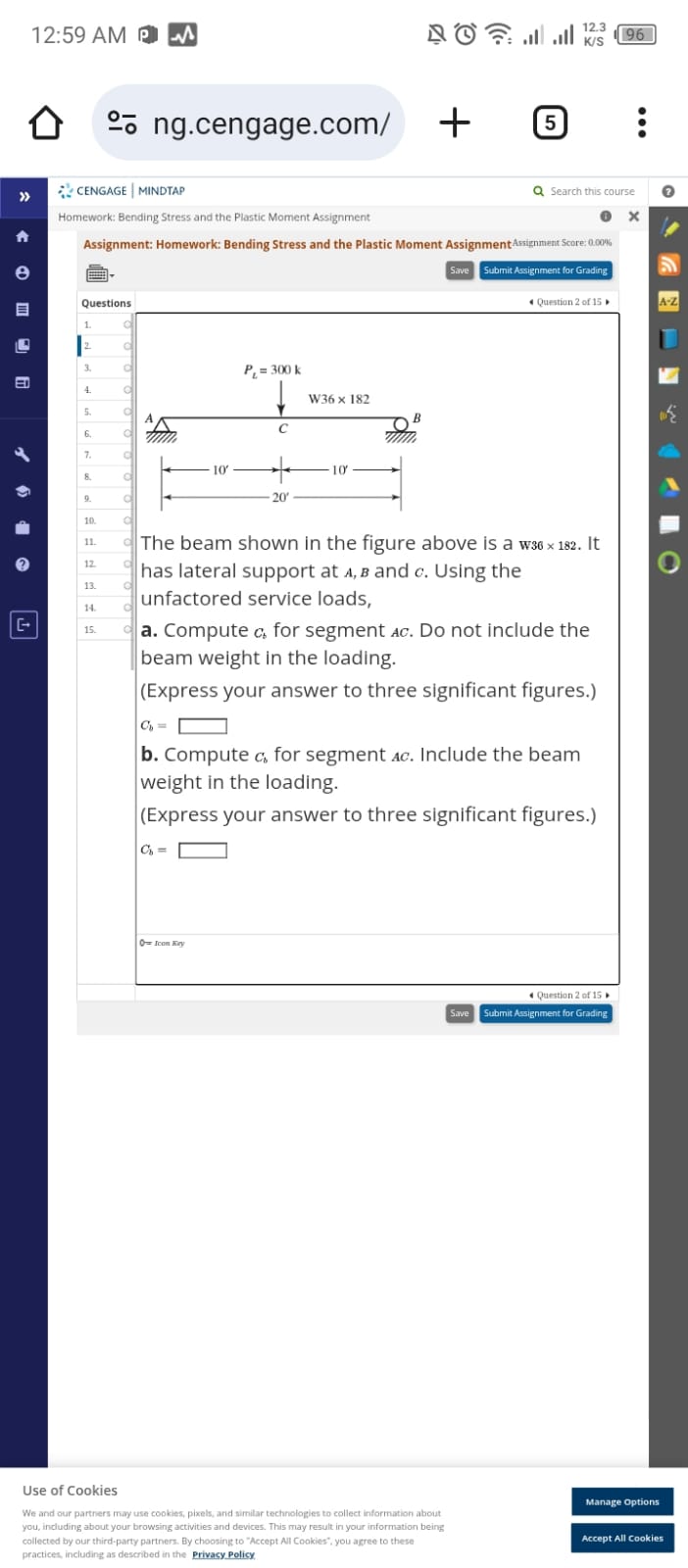 The beam shown in the figure above is a W36 | StudyX