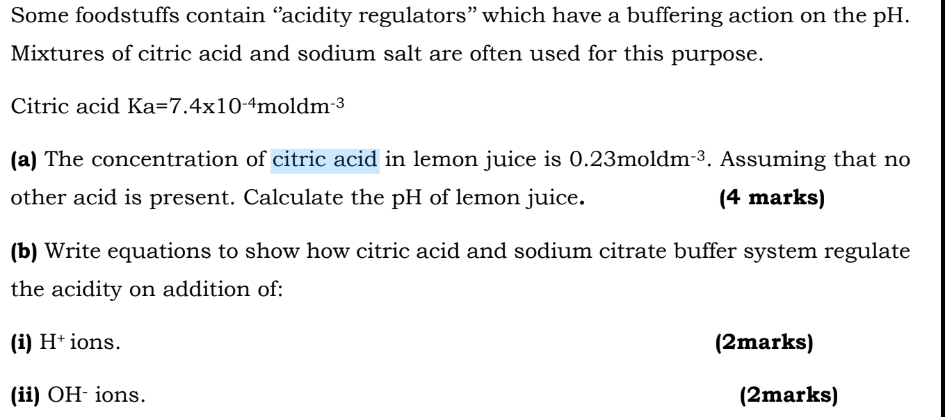 Some foodstuffs contain "acidity regulators” | StudyX