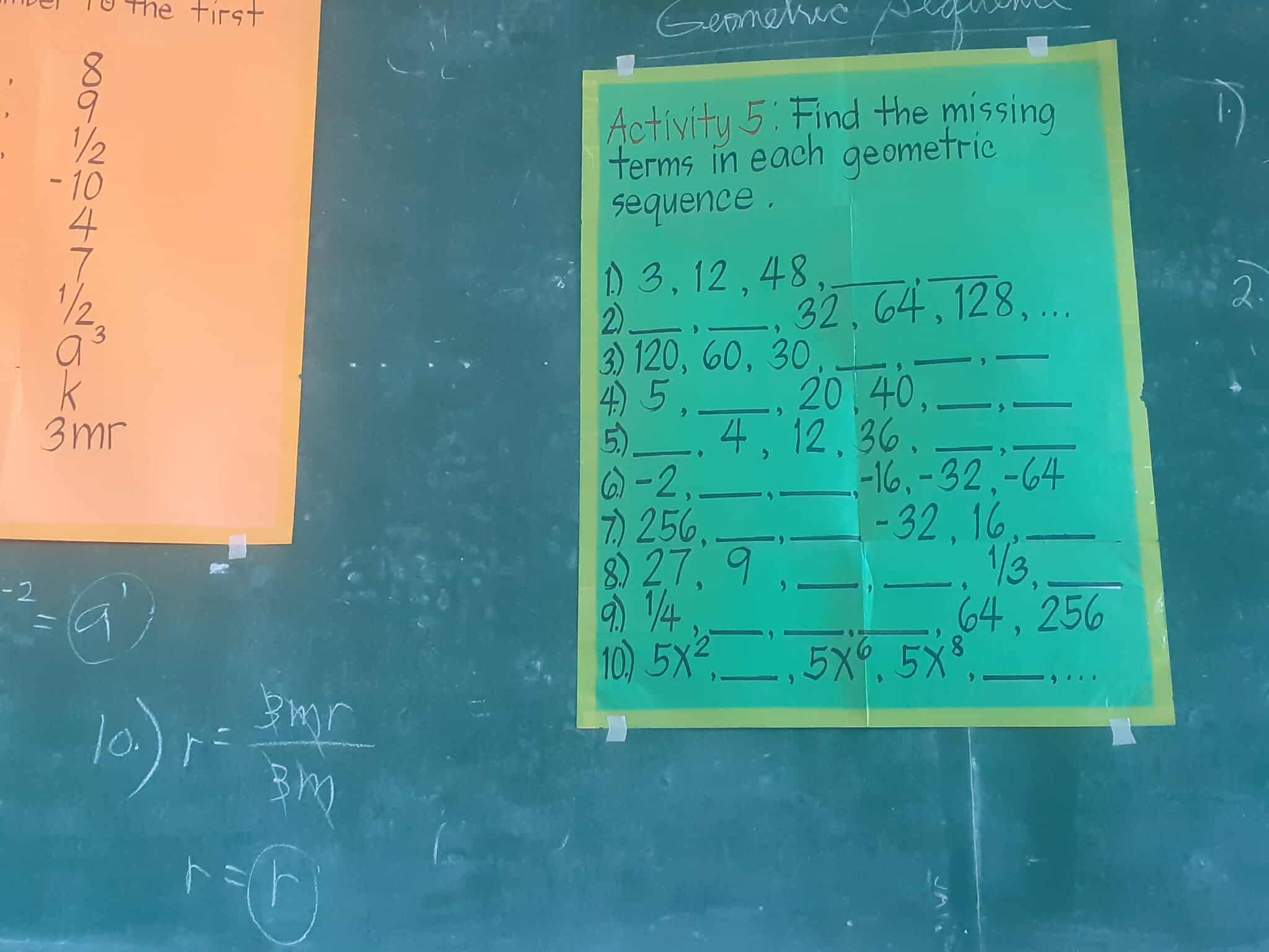 Activity 5: Find the missing terms in each | StudyX