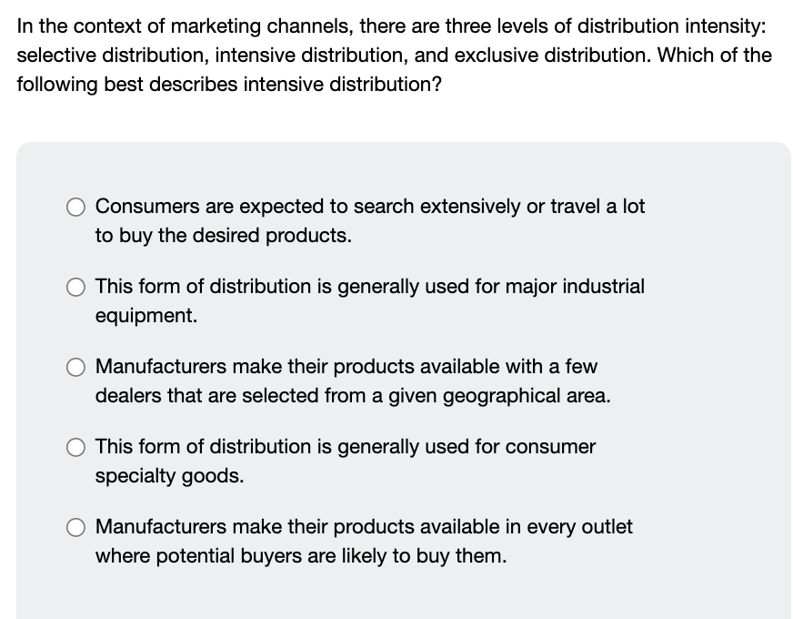 In the context of marketing channels, there | StudyX