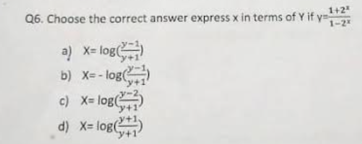 Q6. Choose the correct answer express x in | StudyX