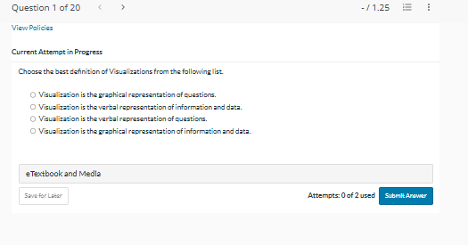Choose the best definition of Visualizations | StudyX