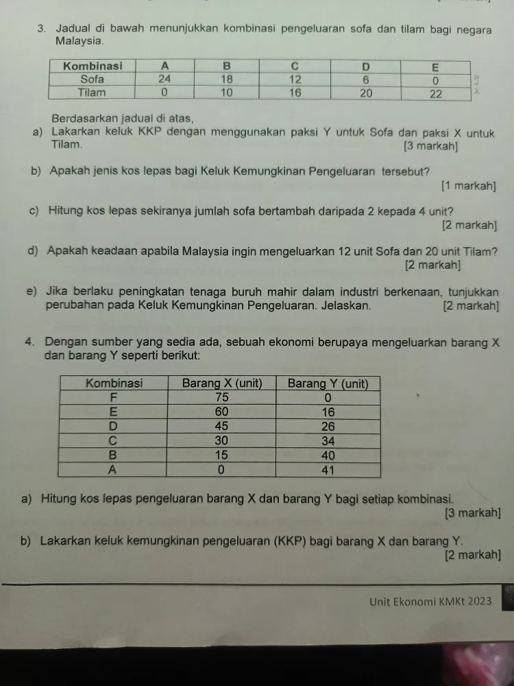 3. Jadual di bawah menunjukkan kombinasi | StudyX