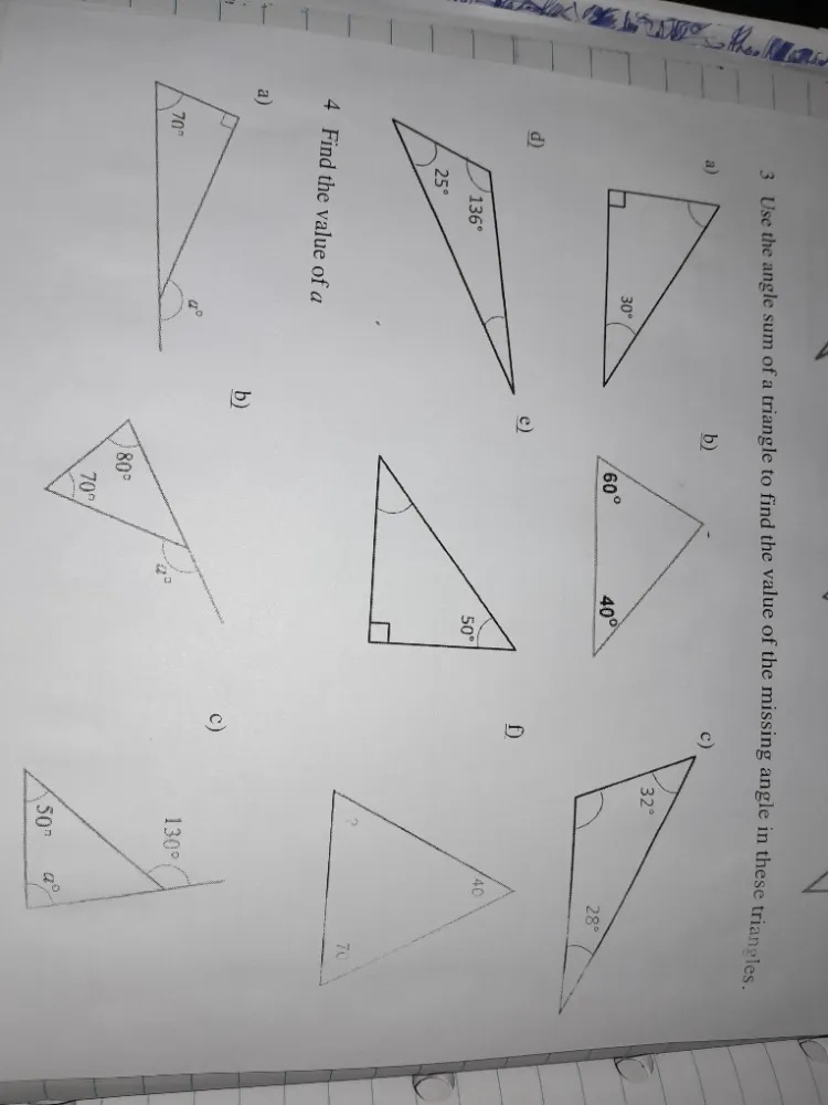 3 Use the angle sum of a triangle to find | StudyX