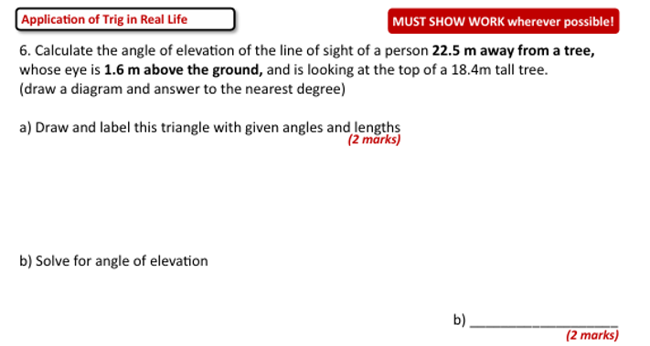 6. Calculate the angle of elevation of the | StudyX