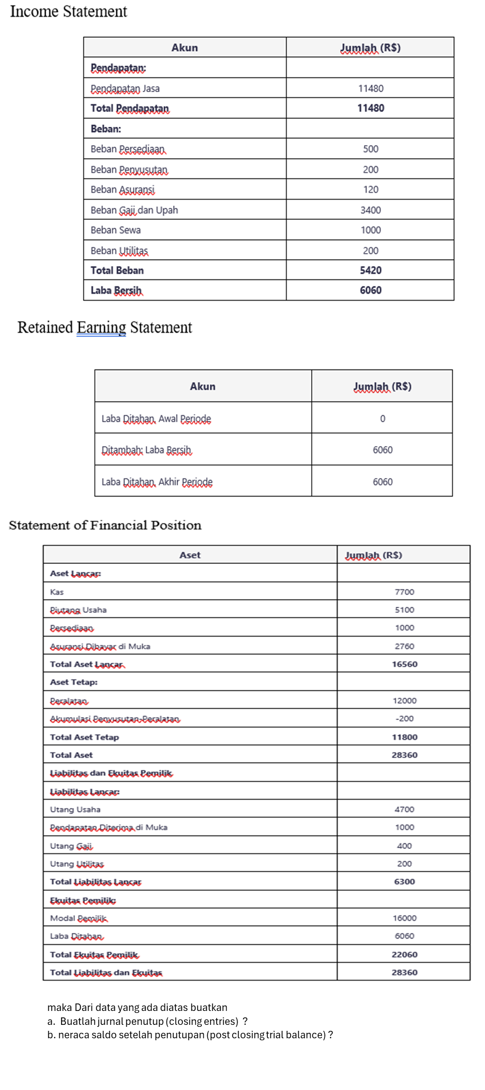 Income Statement | Akun | Jumlah (R$) | | StudyX