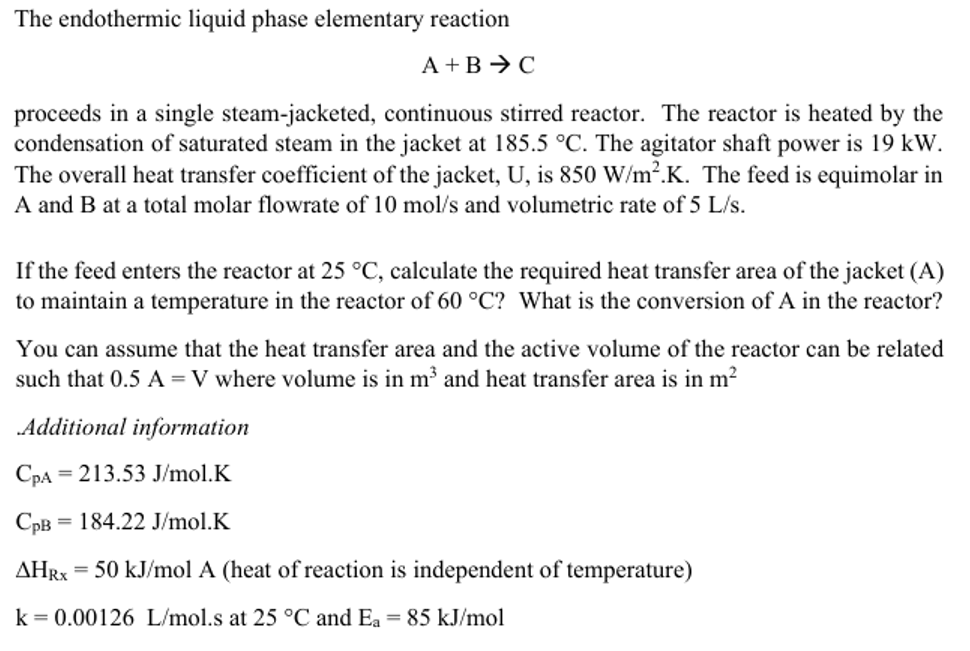The endothermic liquid phase elementary | StudyX