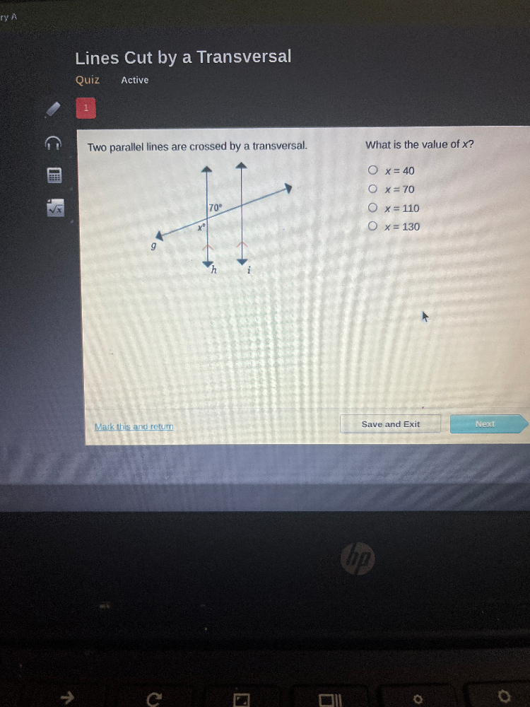 Two parallel lines are crossed by a | StudyX