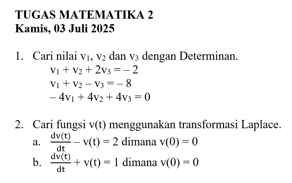 1. Cari nilai v1, v2 dan v3 dengan | StudyX