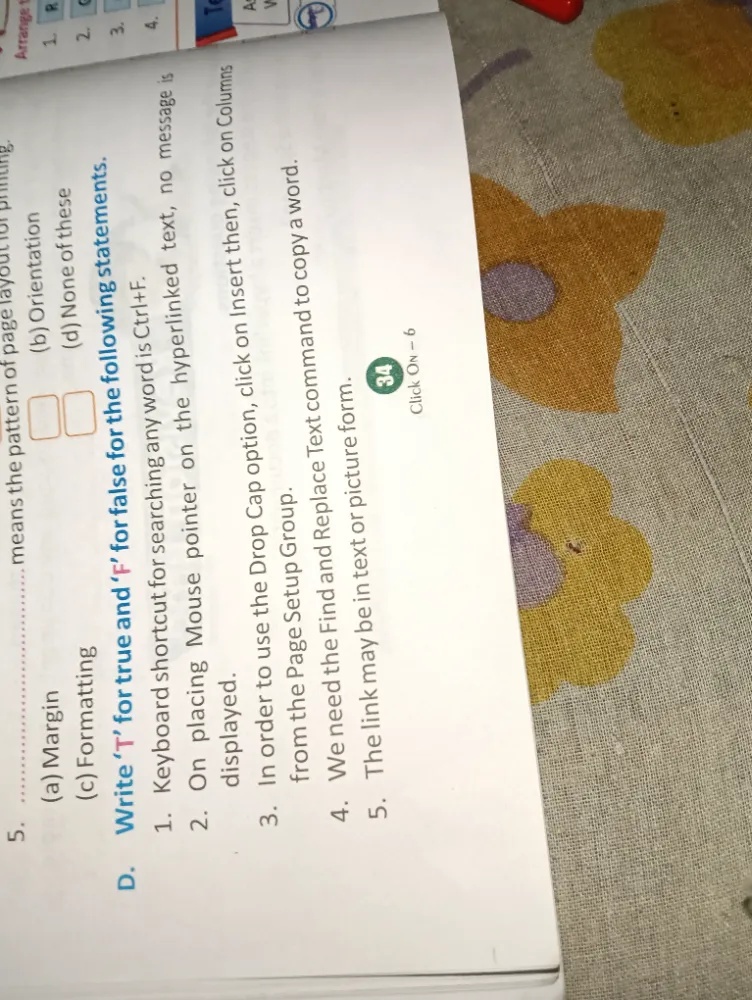 5. (a) Margin (c) Formatting (b) | StudyX