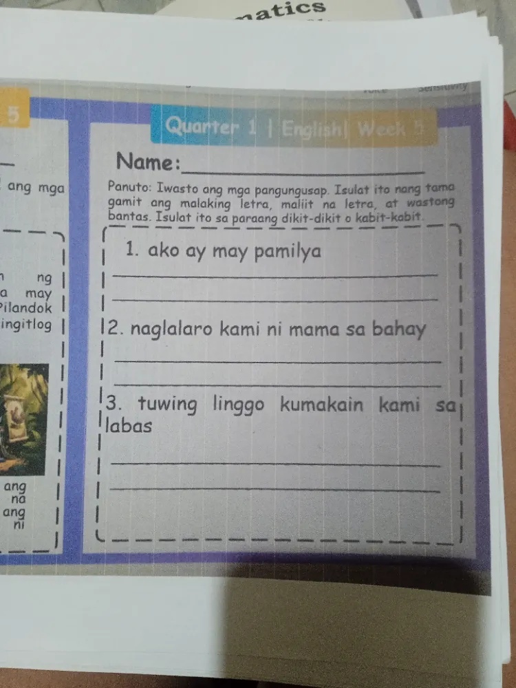 Panuto: Iwasto ang mga pangungusap. Isulat | StudyX