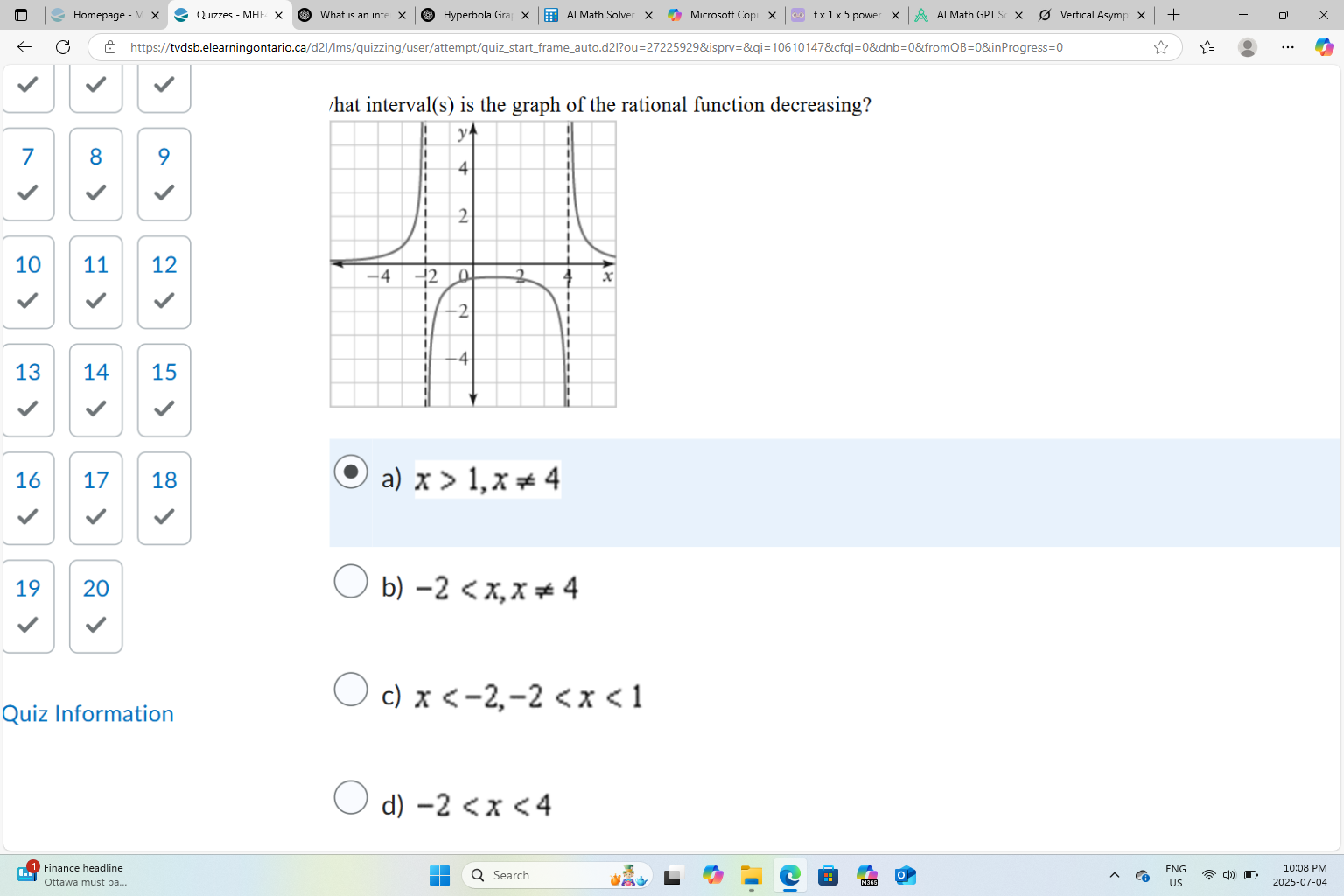 What interval(s) is the graph of the | StudyX