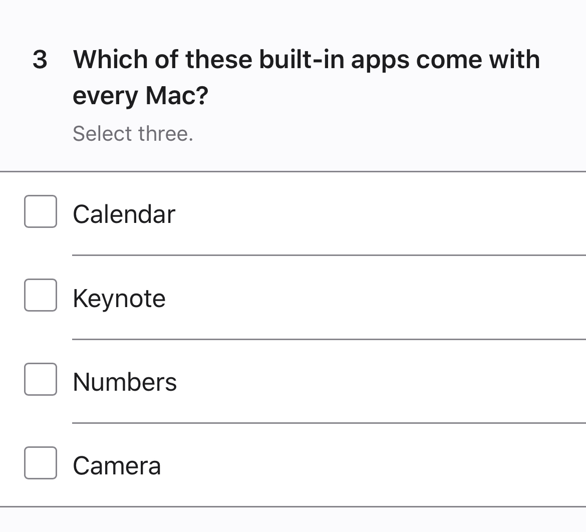 Which of these built-in apps come with every